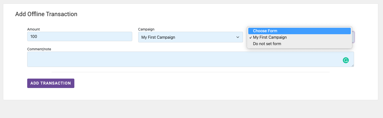 Adding Offline Donations Adding Offline Donations
